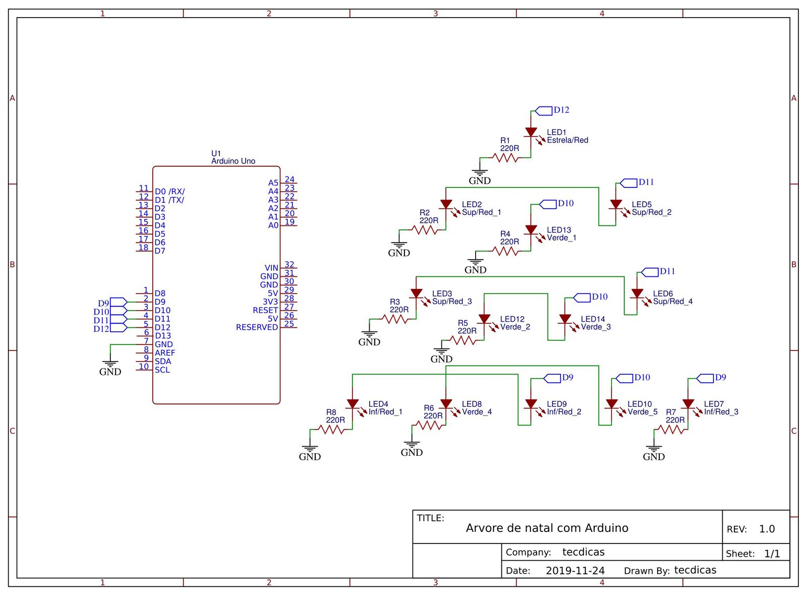Árvore de natal com Arduino