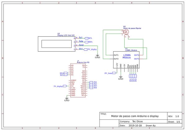 Rotacionando motor de passo com Arduino e display LCD I2C